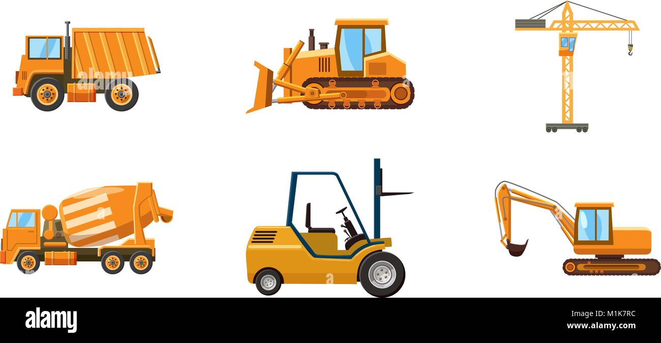 Contruction machine icon set, cartoon style Stock Vector Image & Art ...