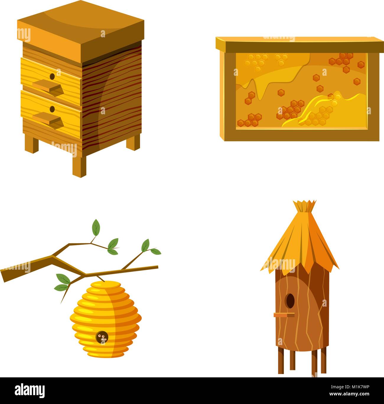 Bee house icon set, cartoon style Stock Vector Image & Art - Alamy