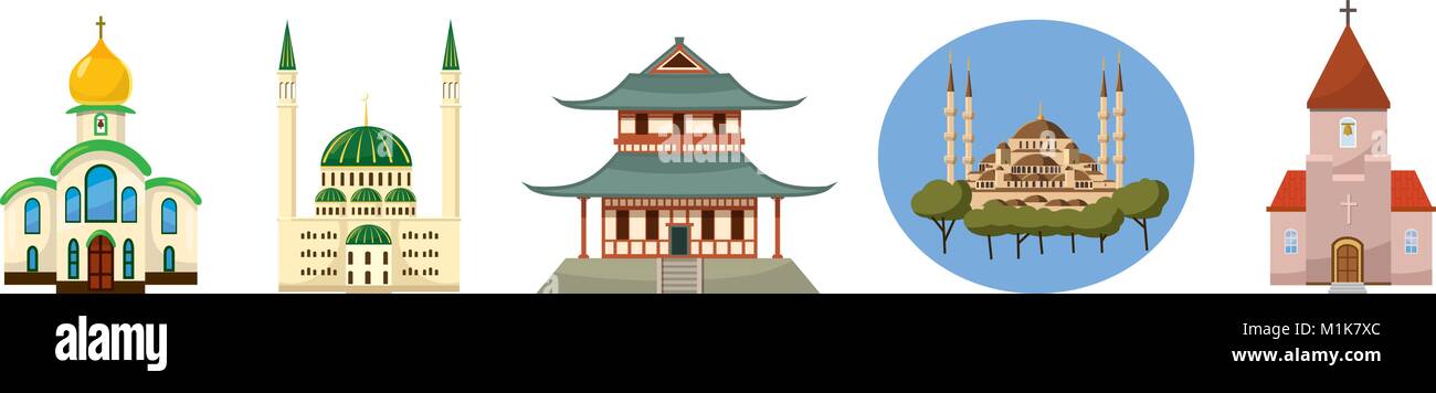 Temple icon set, cartoon style Stock Vector Image & Art - Alamy