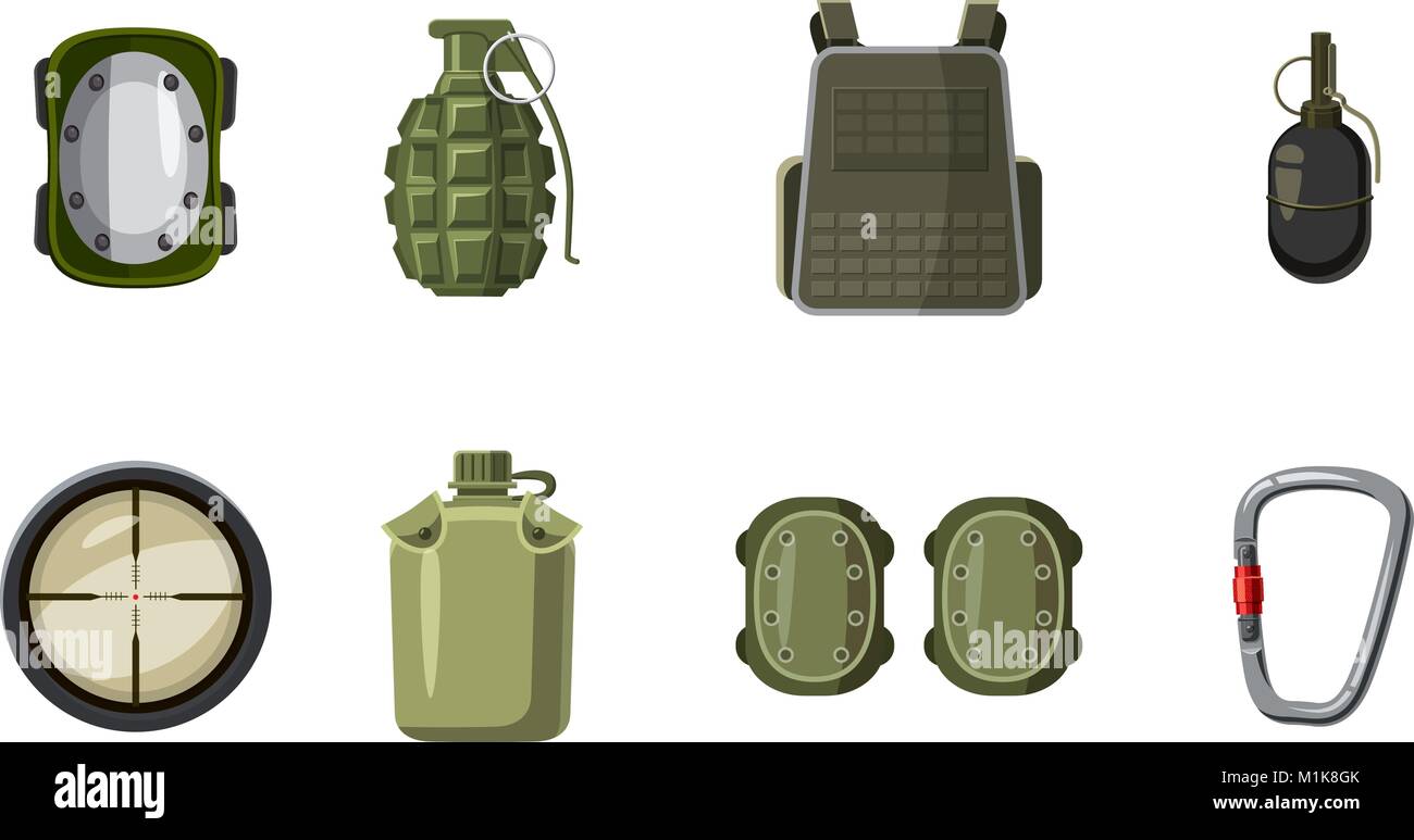 Military equipment icon set, cartoon style Stock Vector Image & Art - Alamy