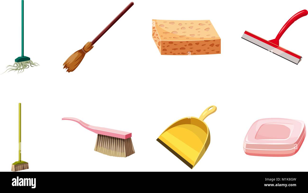 Cleaning tools icon set, cartoon style Stock Vector Image & Art - Alamy