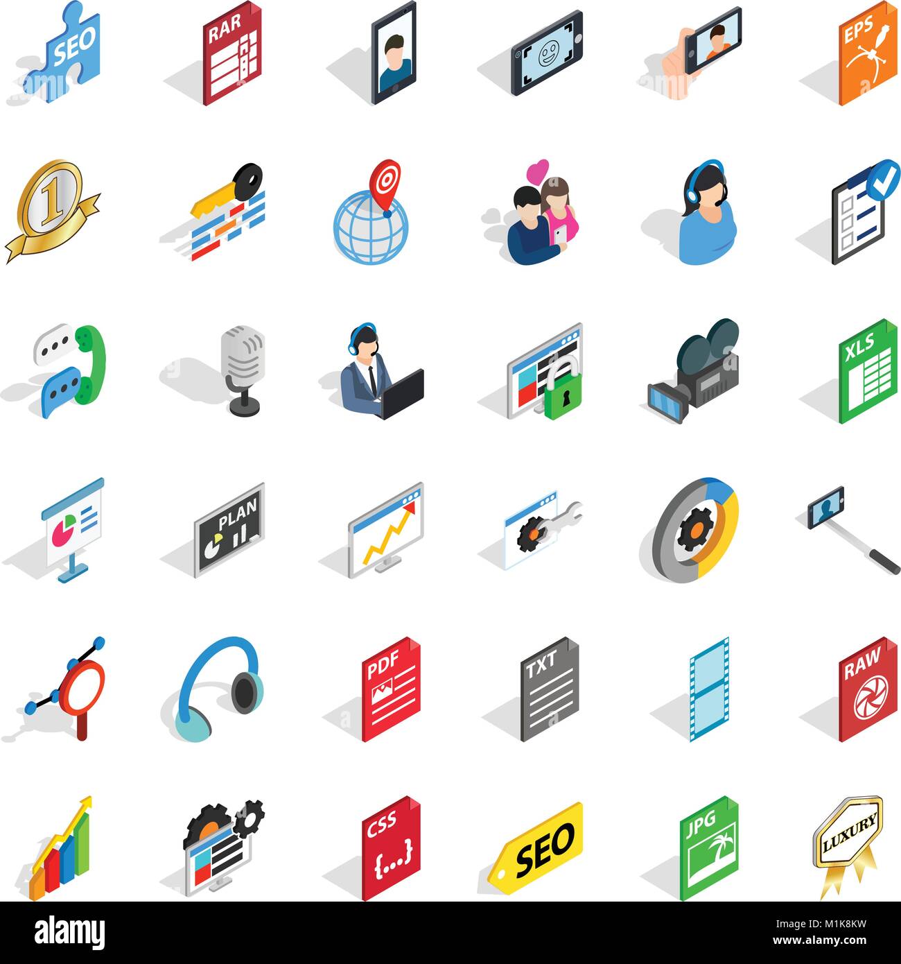 Mass press icons set, isometric style Stock Vector Image & Art - Alamy