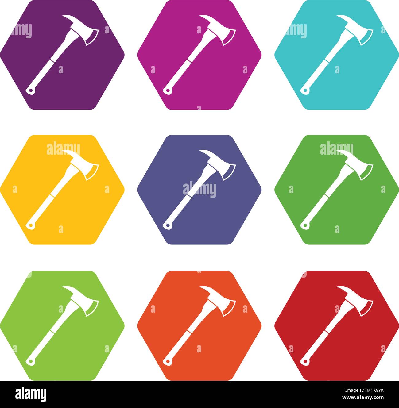 Firefighter axe icon set color hexahedron Stock Vector Image & Art - Alamy