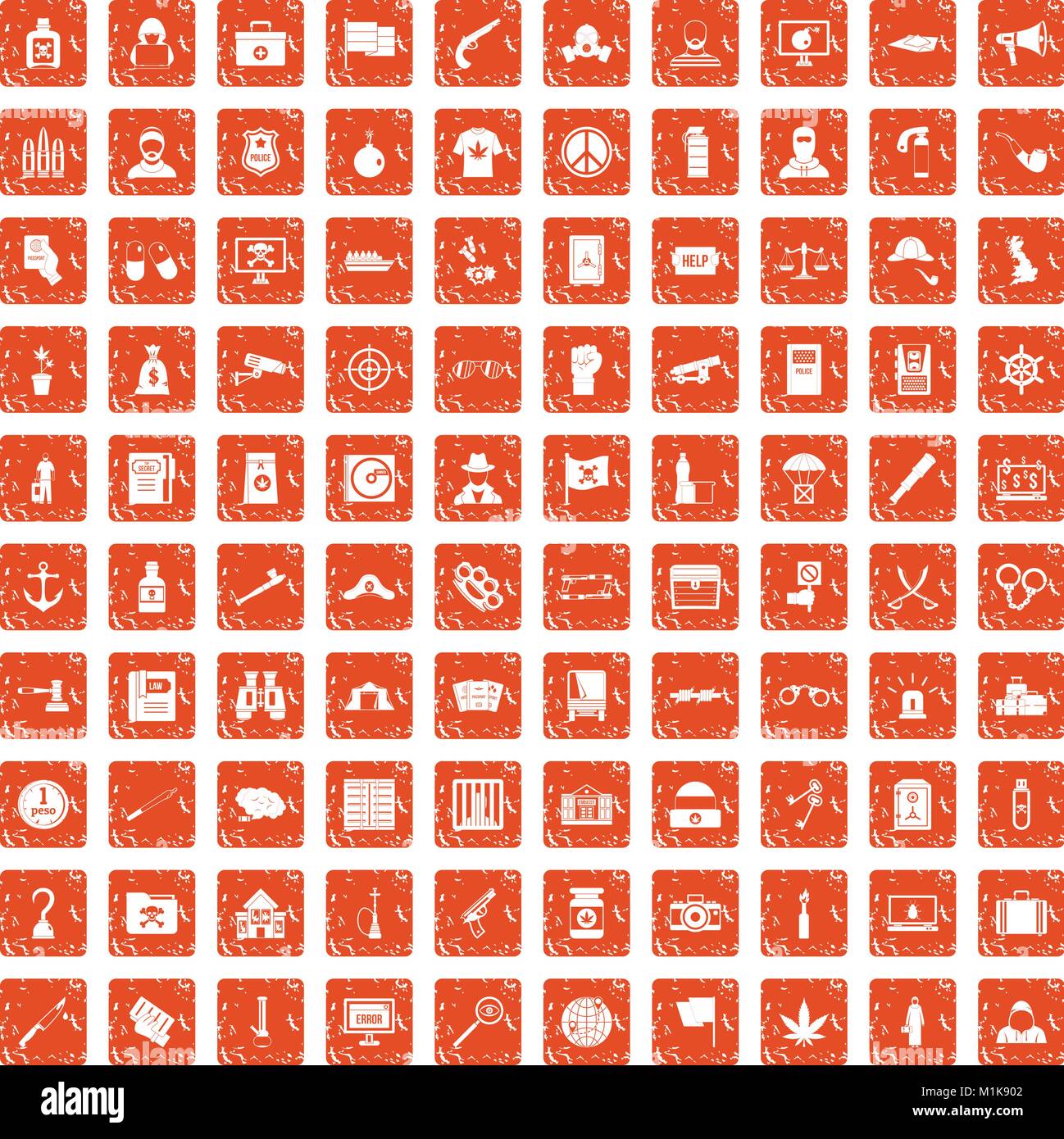 100 crime investigation icons set grunge orange Stock Vector Image & Art - Alamy