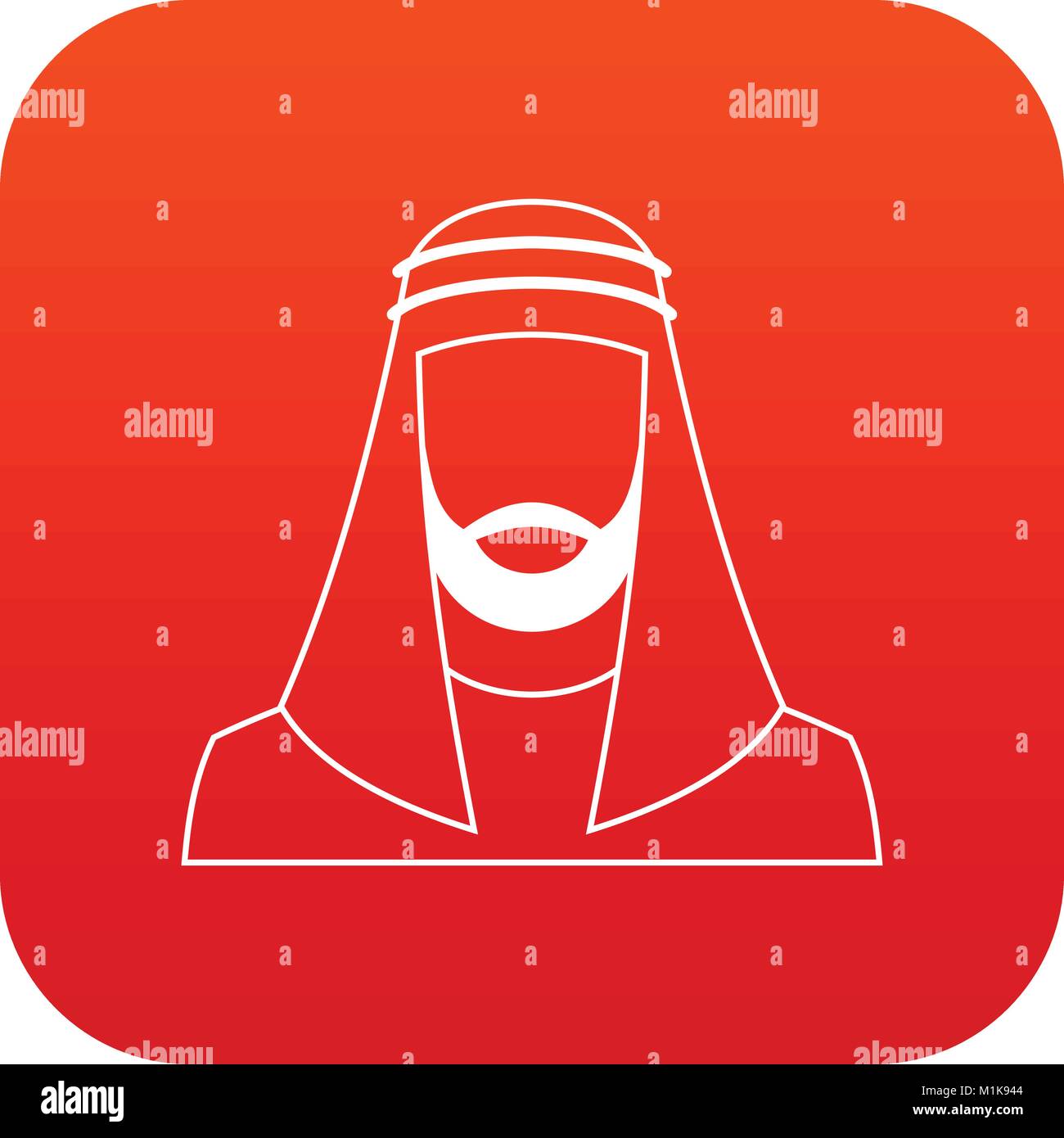 Arabic man in traditional muslim hat icon digital red Stock Vector ...