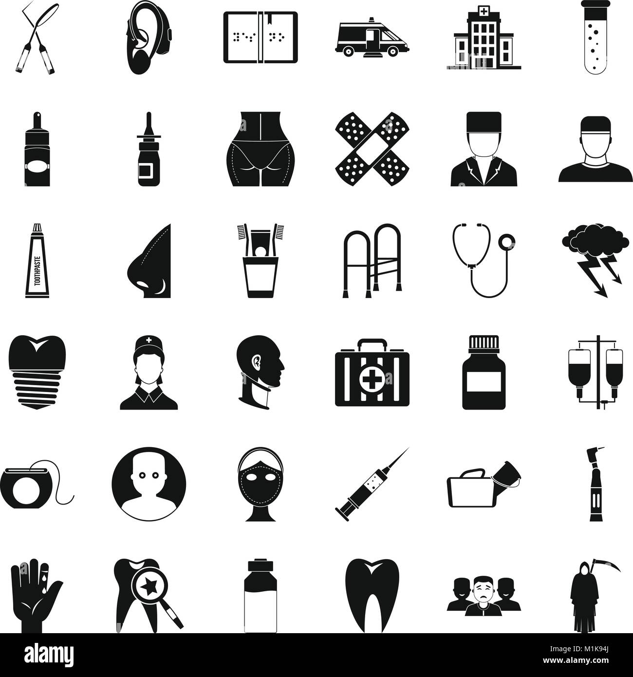 Pharmaceutical preparation icons set, simple style Stock Vector Image ...