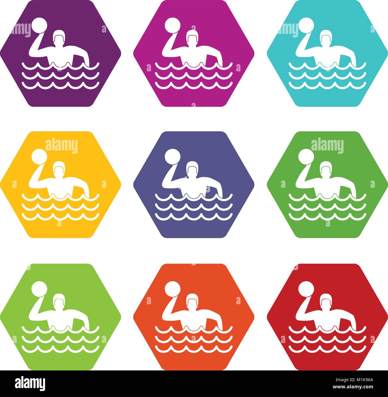 Water polo icon set color hexahedron Stock Vector Image & Art - Alamy