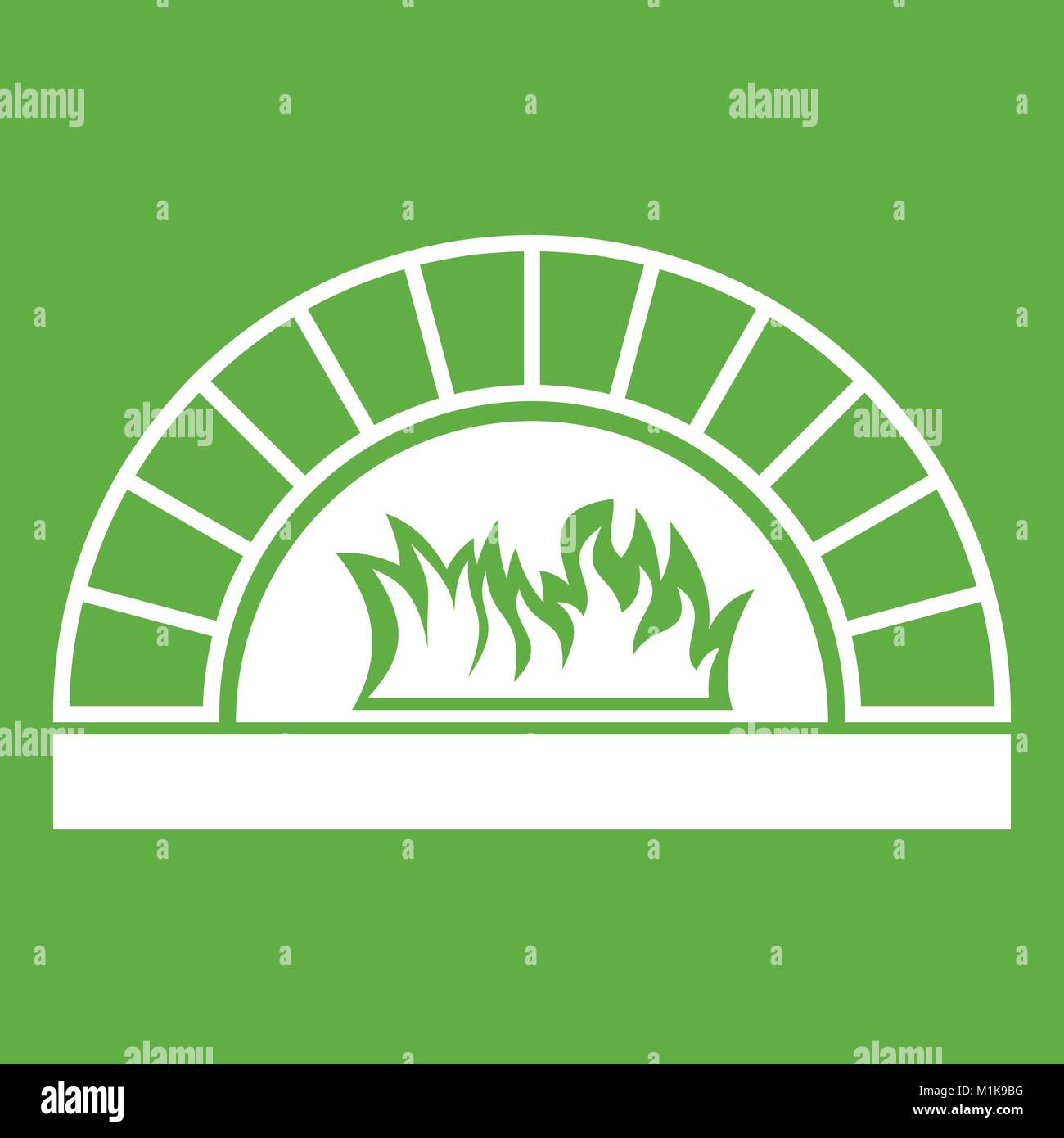 Pizza oven with fire icon green Stock Vector Image & Art - Alamy