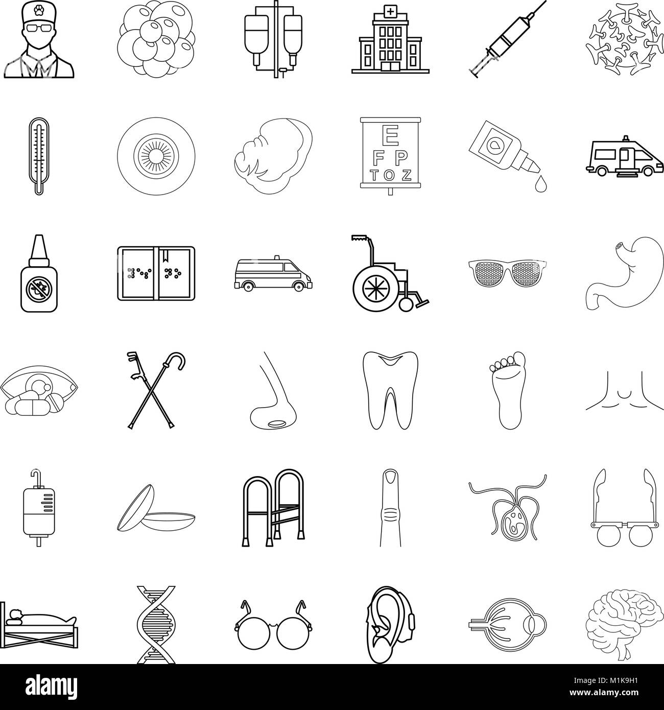 Health worker icons set, outline style Stock Vector Image & Art - Alamy