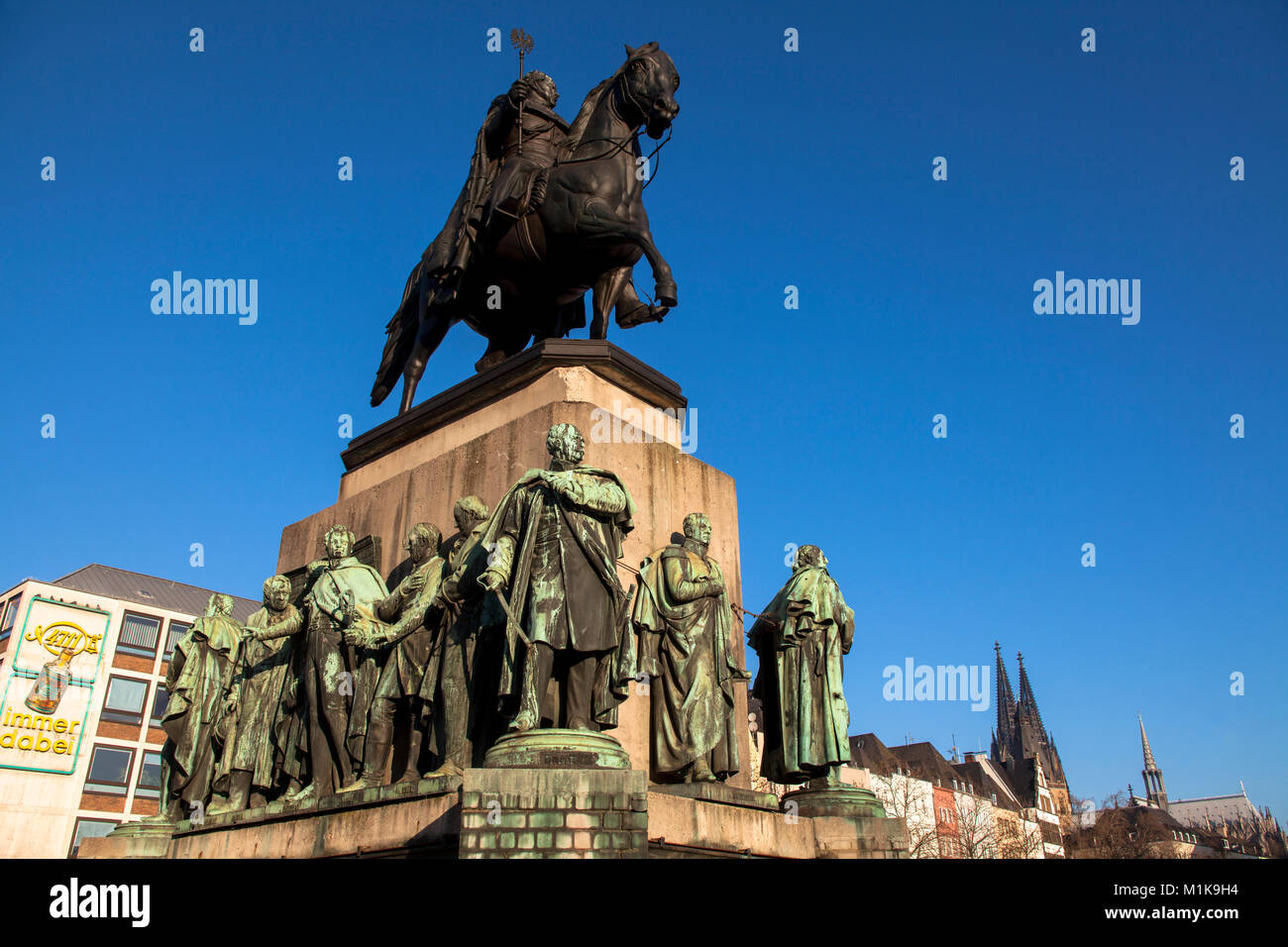 Germany, Cologne, equestrian statue Emperor Friedrich Wilhem III, King ...