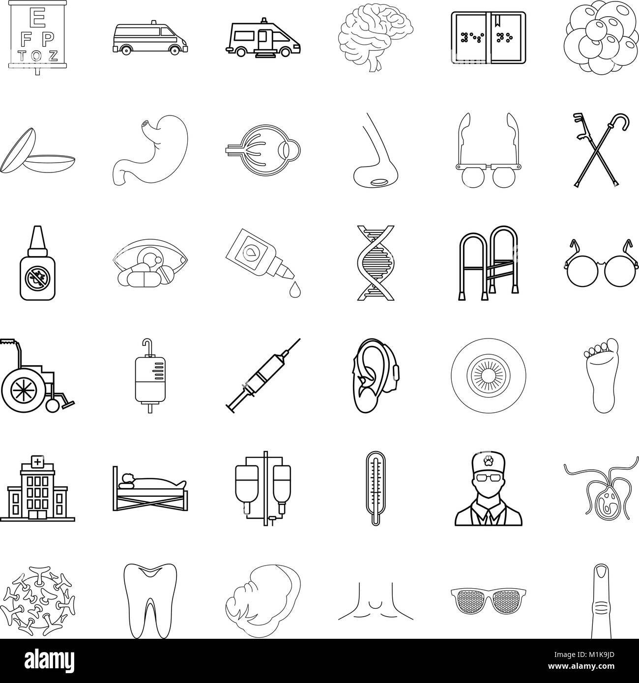 Health problem icons set, outline style Stock Vector Image & Art - Alamy