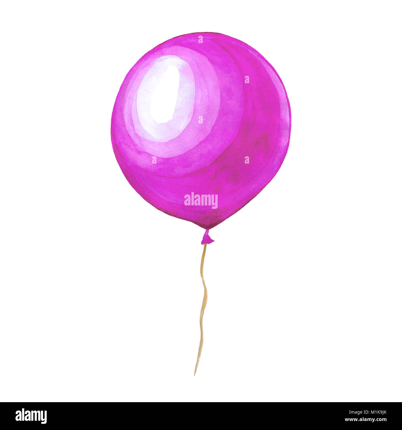 Watercolor illustration of a pink balloon. Isolated image on white ...