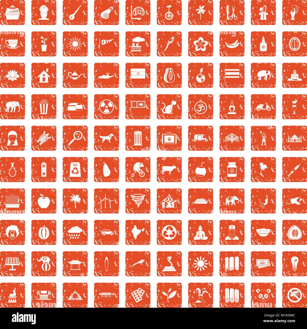 100 elephant icons set grunge orange Stock Vector Image & Art - Alamy