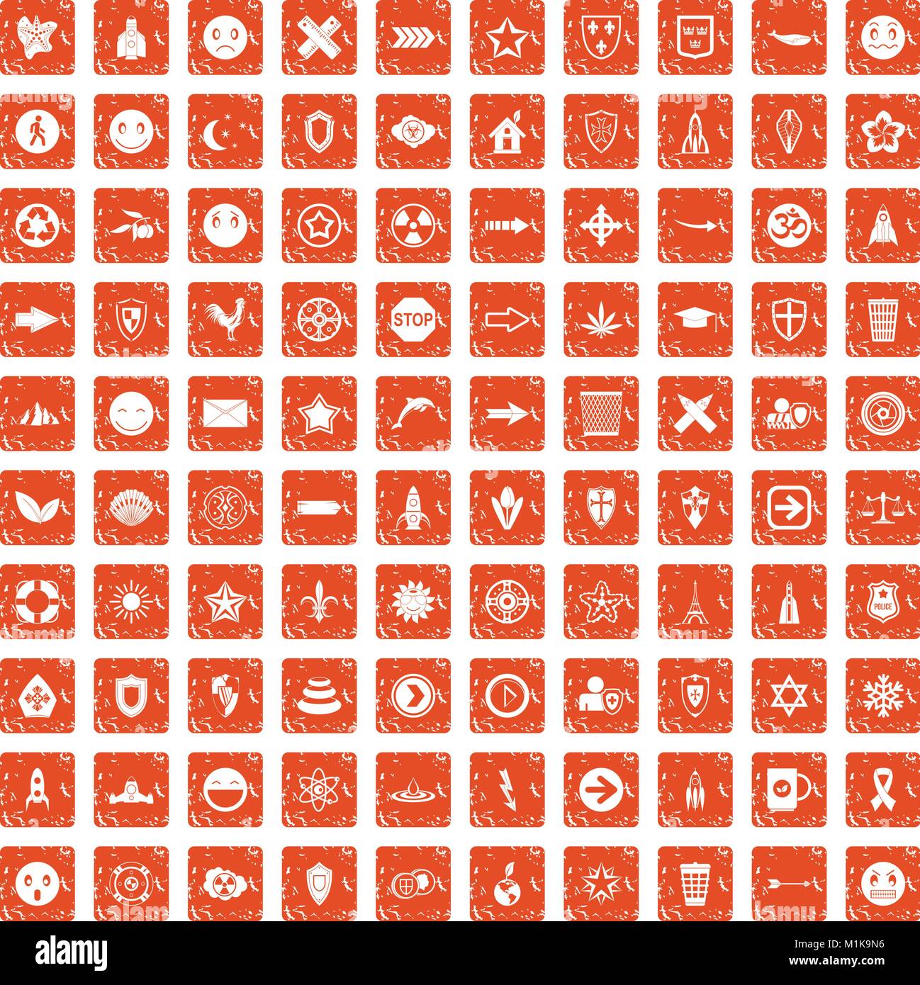 100 emblem icons set grunge orange Stock Vector Image & Art - Alamy