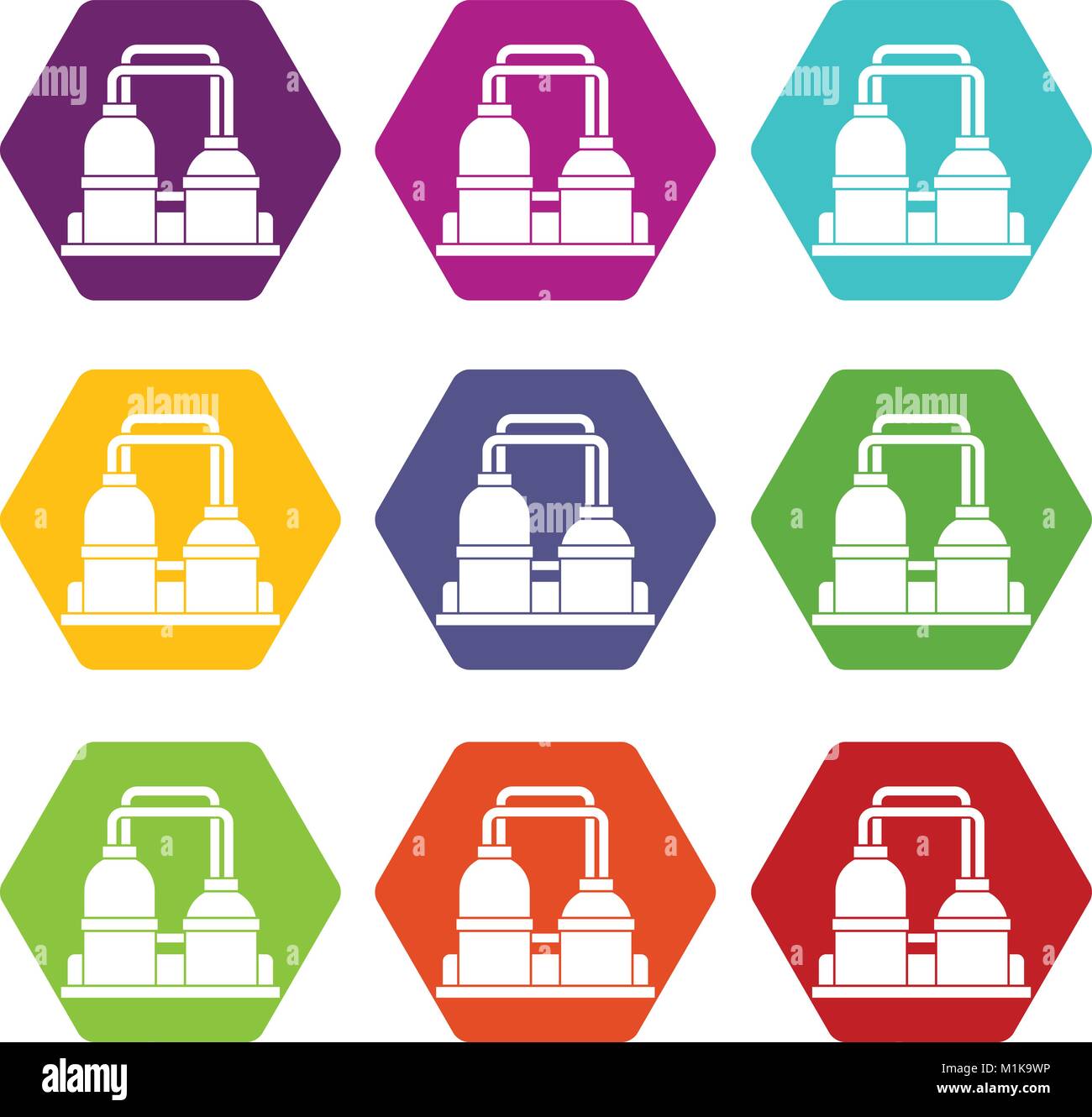 Oil processing factory icon set color hexahedron Stock Vector Image ...