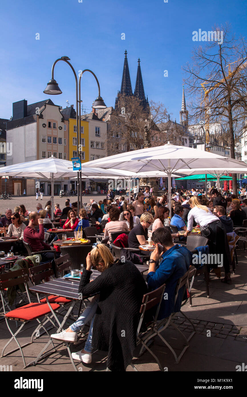Germany, Cologne, the Old Market in the old part of the town, pavement ...