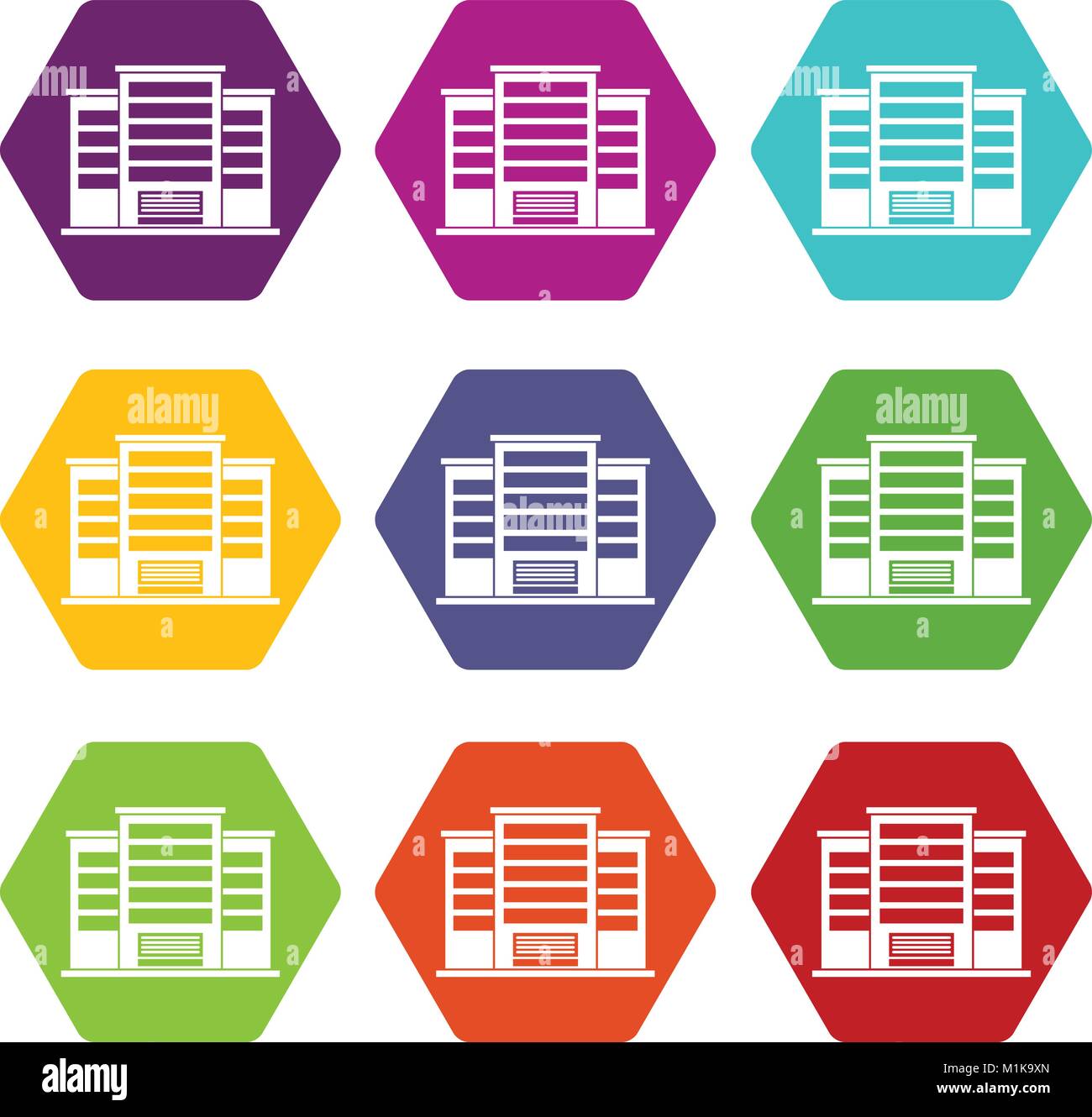 Industrial building icon set color hexahedron Stock Vector Image & Art ...