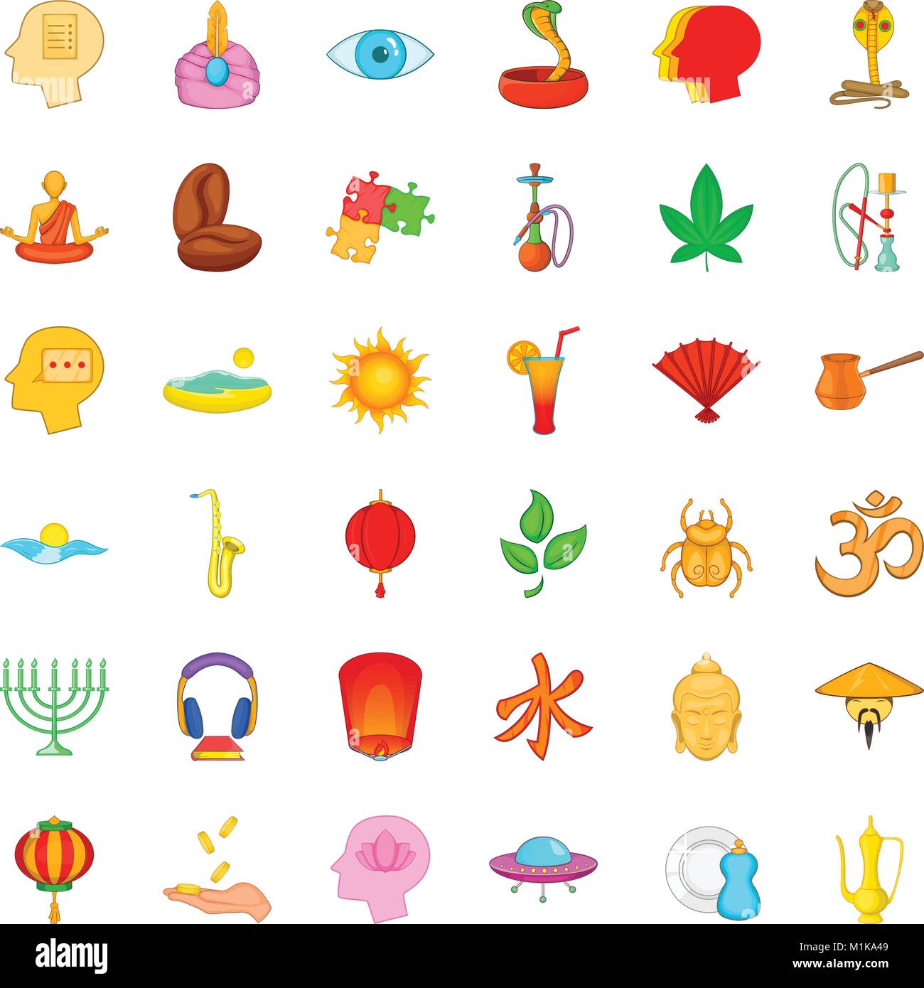 Meditation practice icons set, cartoon style Stock Vector Image & Art ...