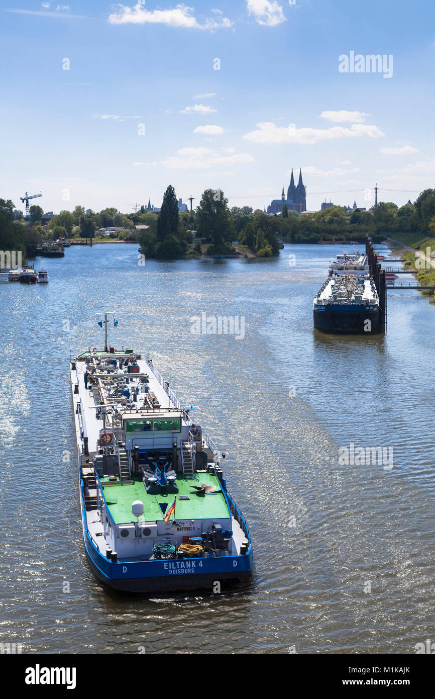 Germany, Cologne, the harbor in the district Muelheim, in the ...