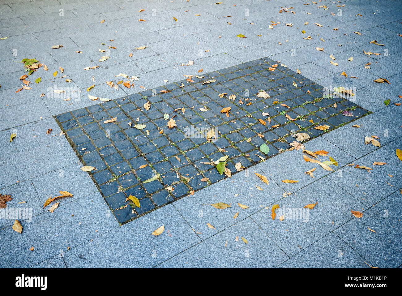 Stone blocks rectangle in tiled sidewalk Stock Photo - Alamy