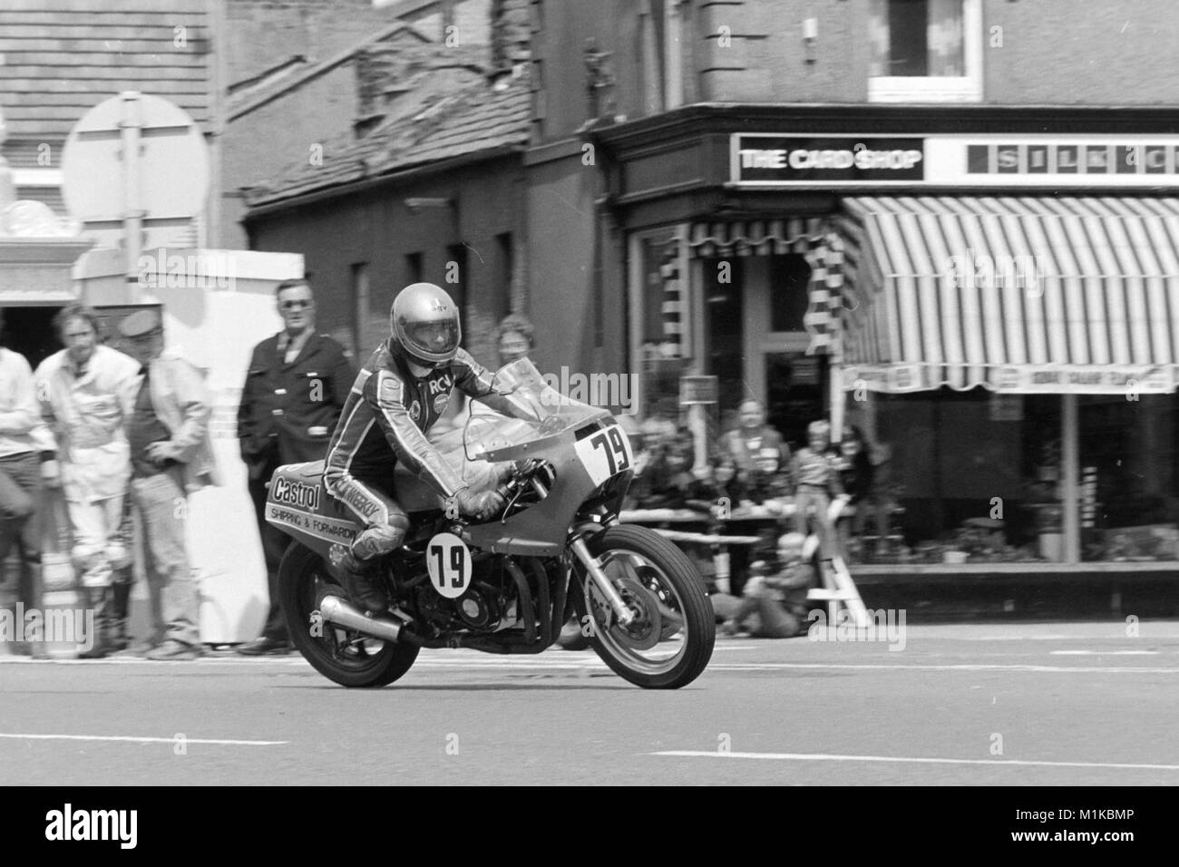 Isle of Man TT Classic race, June 1982, Parliament Square, Ramsey Stock ...