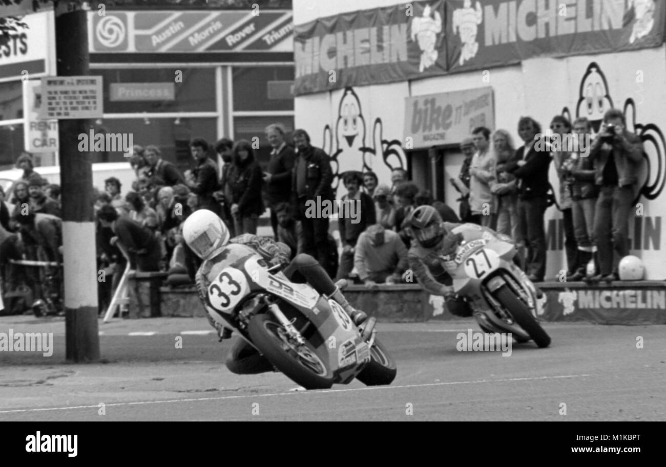 Isle of Man TT Classic race, June 1982, Parliament Square, Ramsey Stock ...