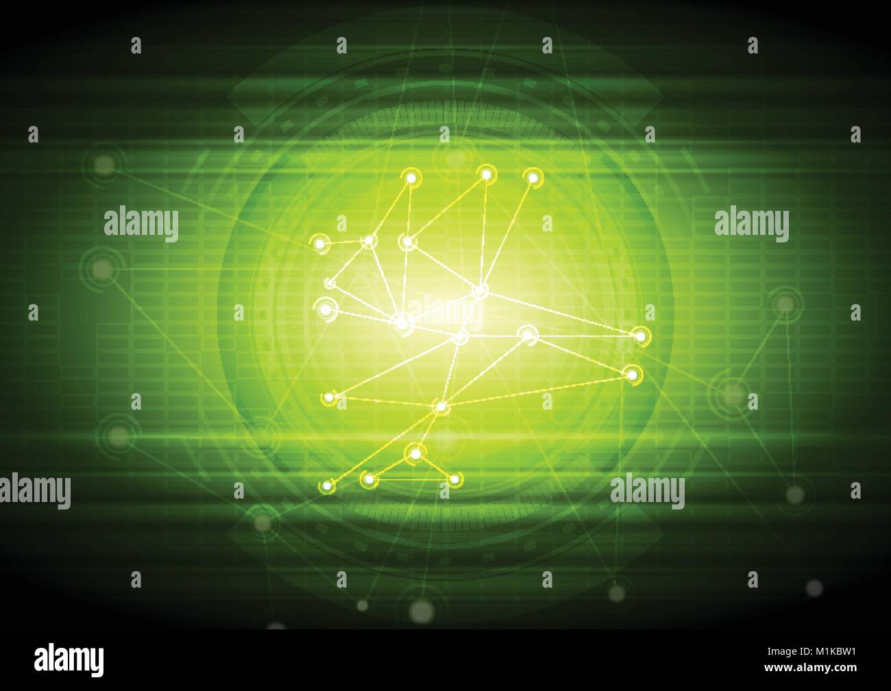 Bright green technology communication vector background with gear and ...