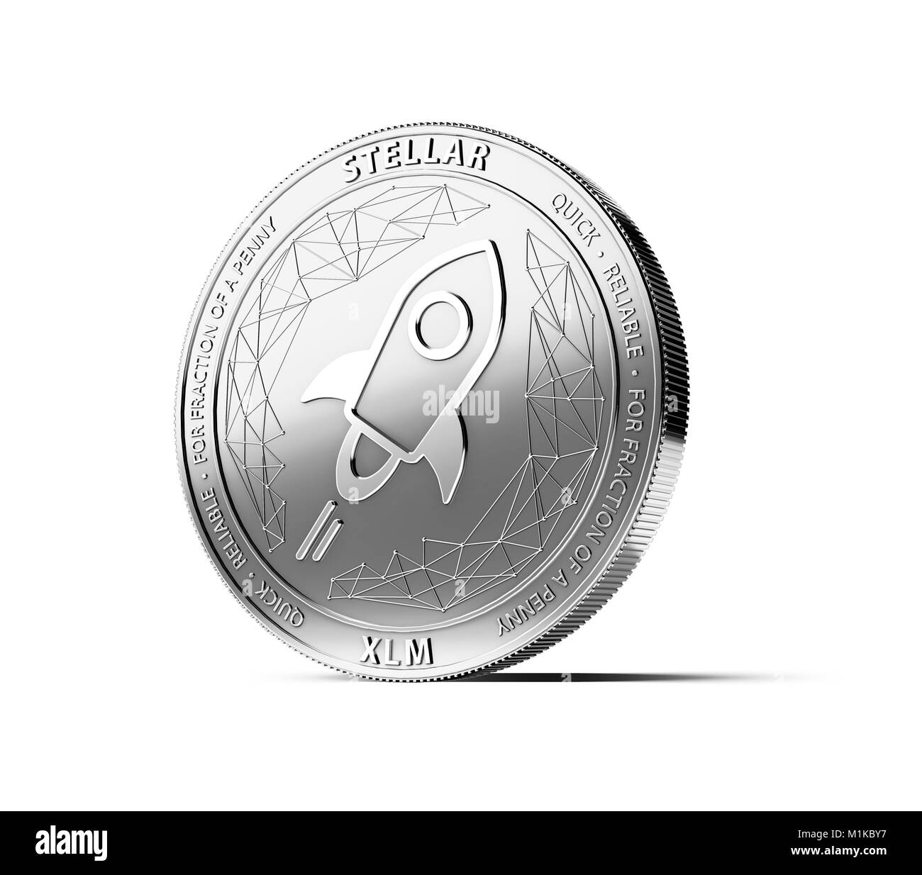 Silver STELLAR (XLM) coin isolated on white background. Concept coin ...