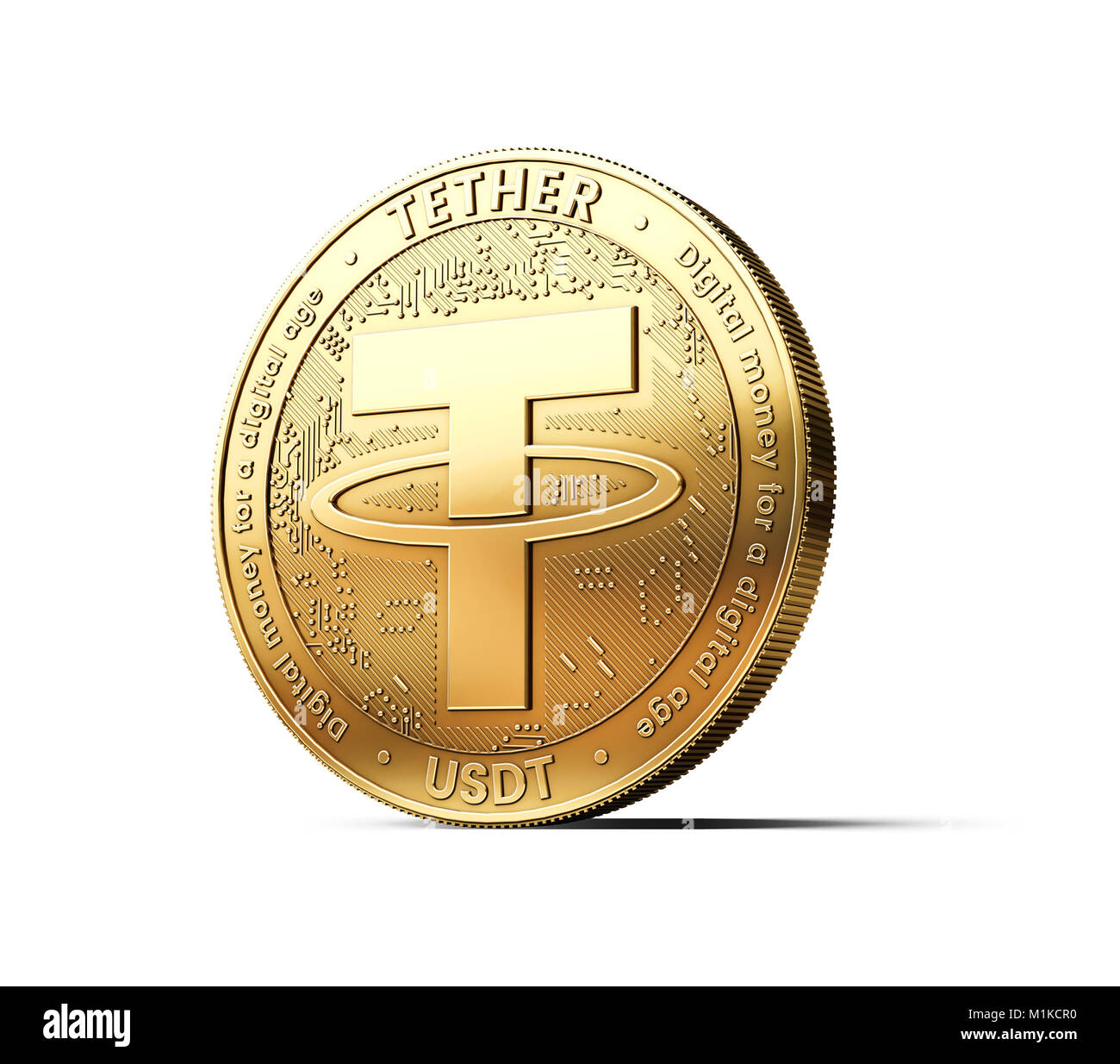Golden Tether USDT cryptocurrency physical concept coin isolated on ...
