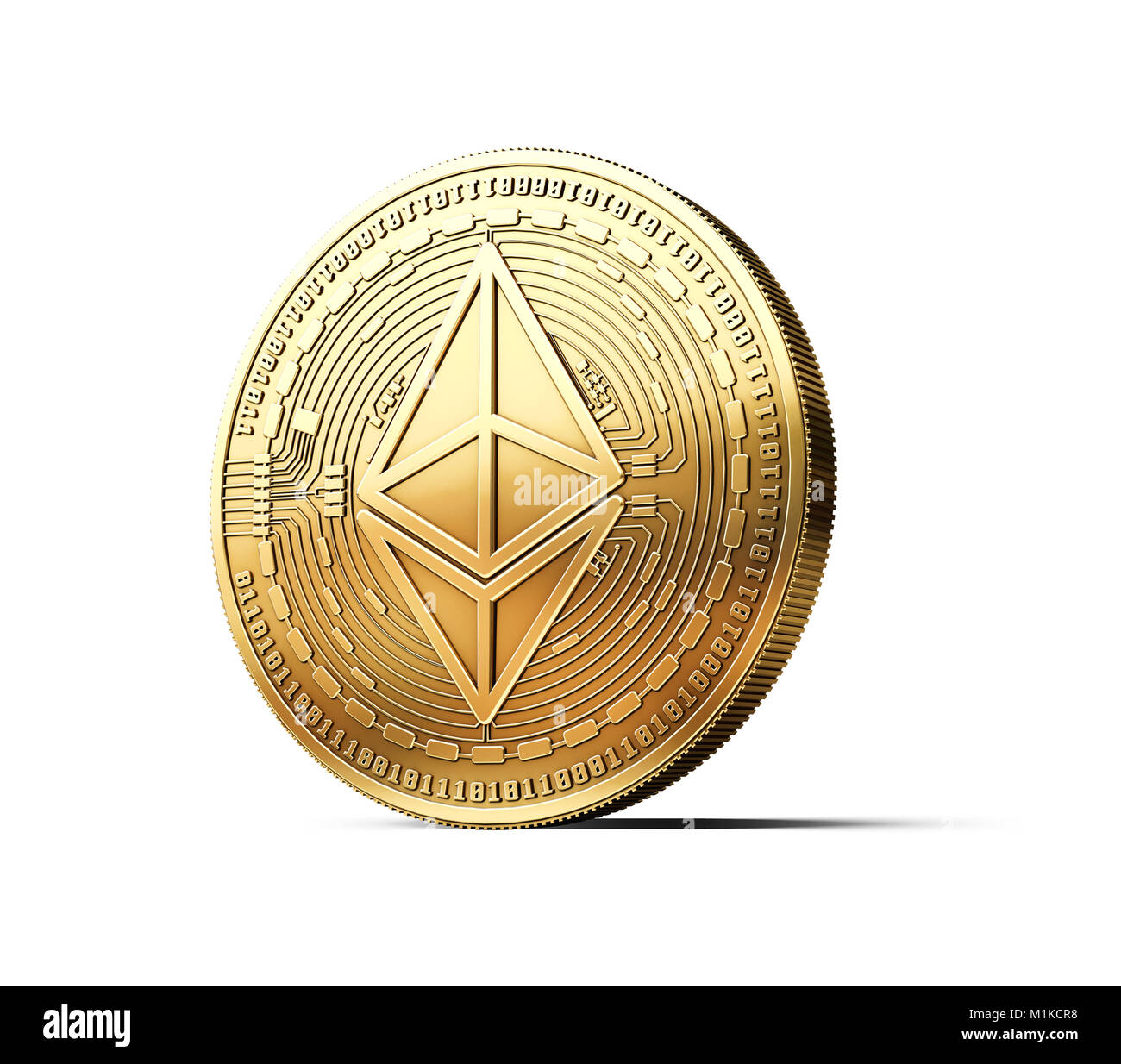 Golden Ethereum ETH cryptocurrency physical concept coin isolated on ... Golden Ethereum ETH cryptocurrency physical concept coin isolated on ...