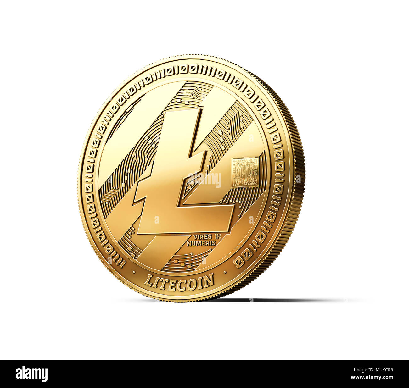 Golden Litecoin LTC cryptocurrency physical concept coin isolated on ...