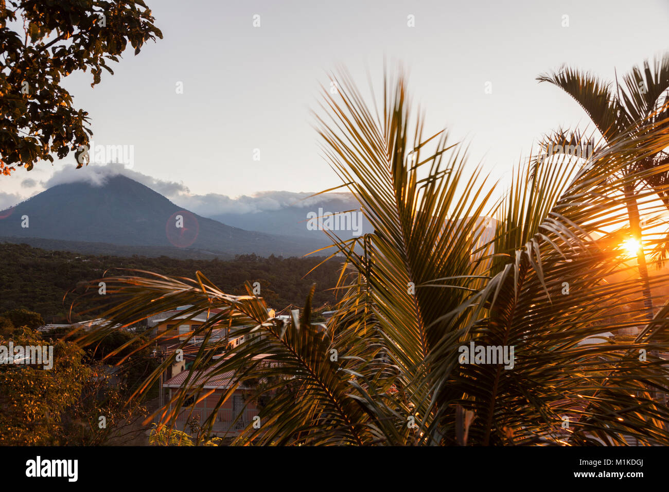 Volcanos of Cerro Verde National Park seen from Juayua. Juayua ...