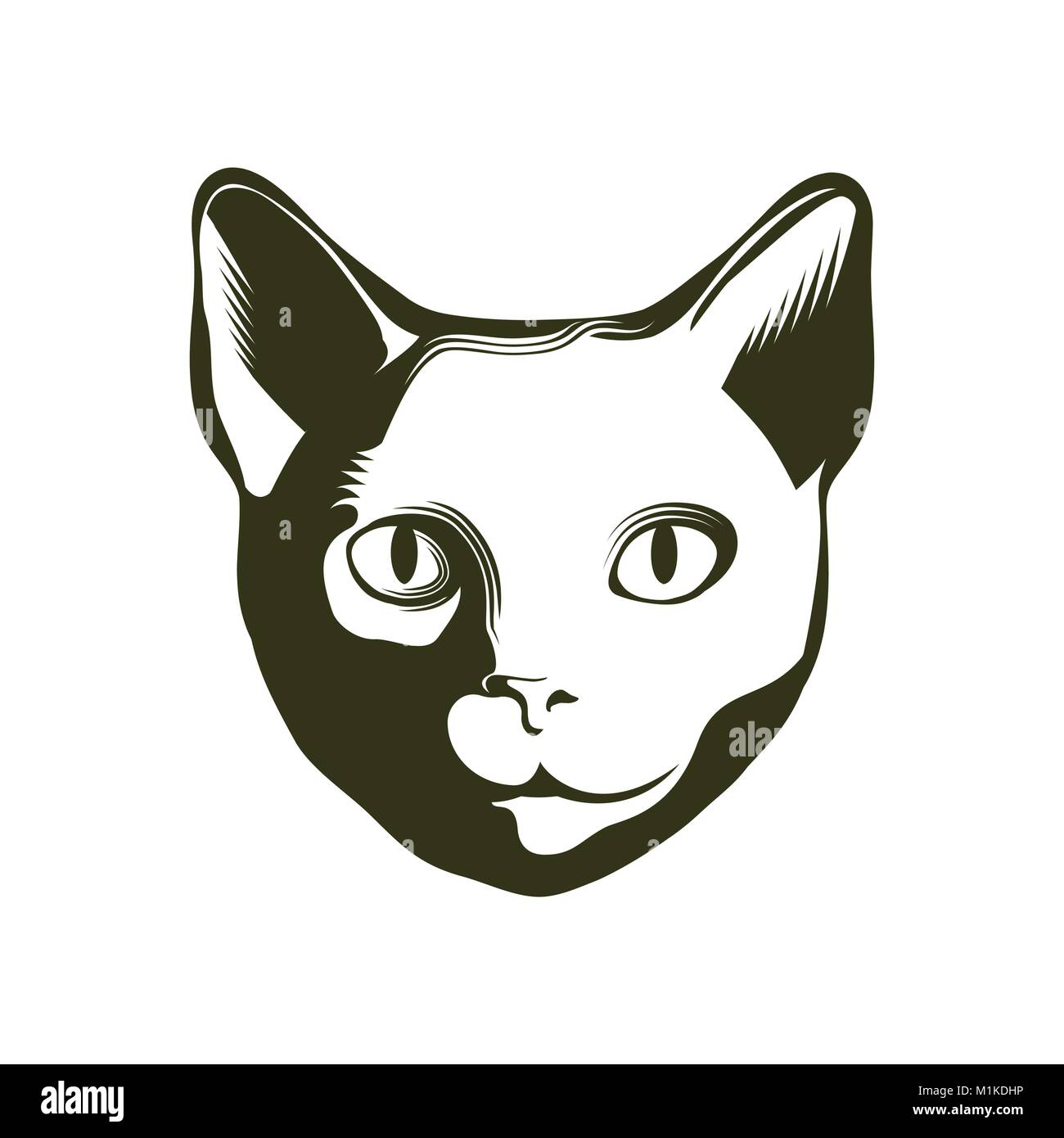 Head of a cat. Vector emblem for tattoo and printing Stock Vector Image ...