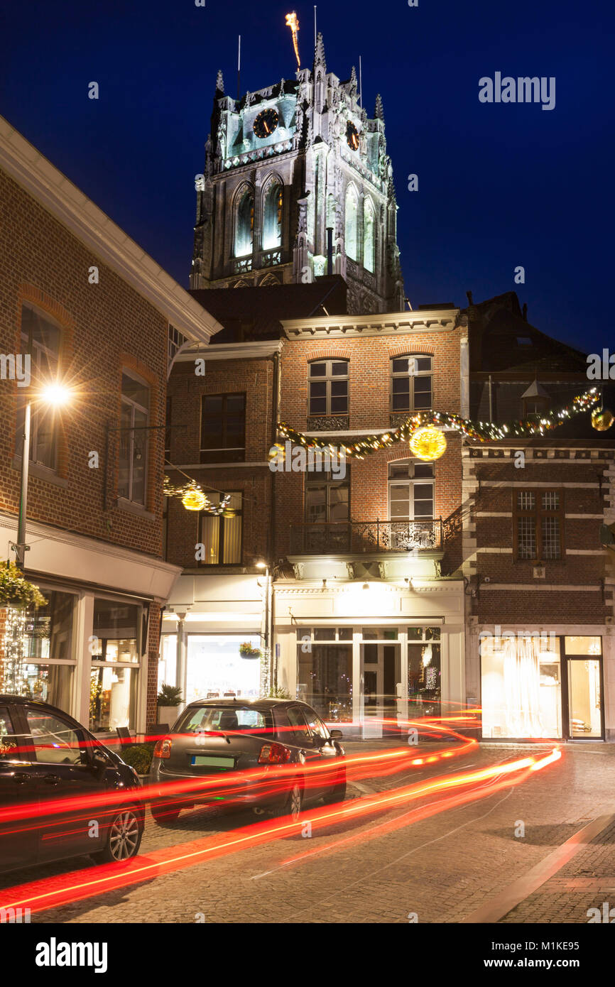Tongeren Basilica at night. Tongeren, Wallonia, Belgium Stock Photo - Alamy