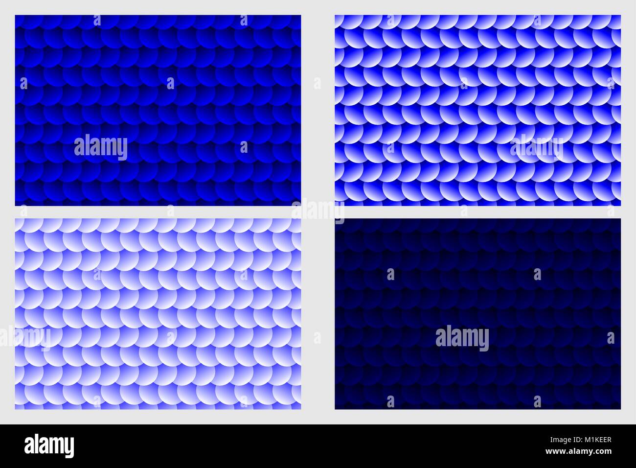 Fish scale pattern, Simple circular background - blue set - vector ...
