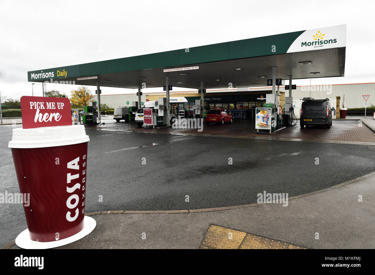 Large plastic Costa Coffee cup on display at a petrol station UK Stock ...