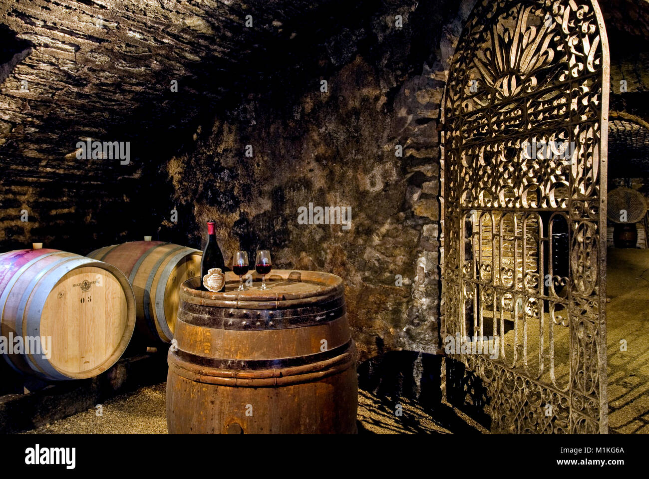 WINE TASTING FRENCH CELLAR BURGUNDY Historic cellar of Chateau de ...