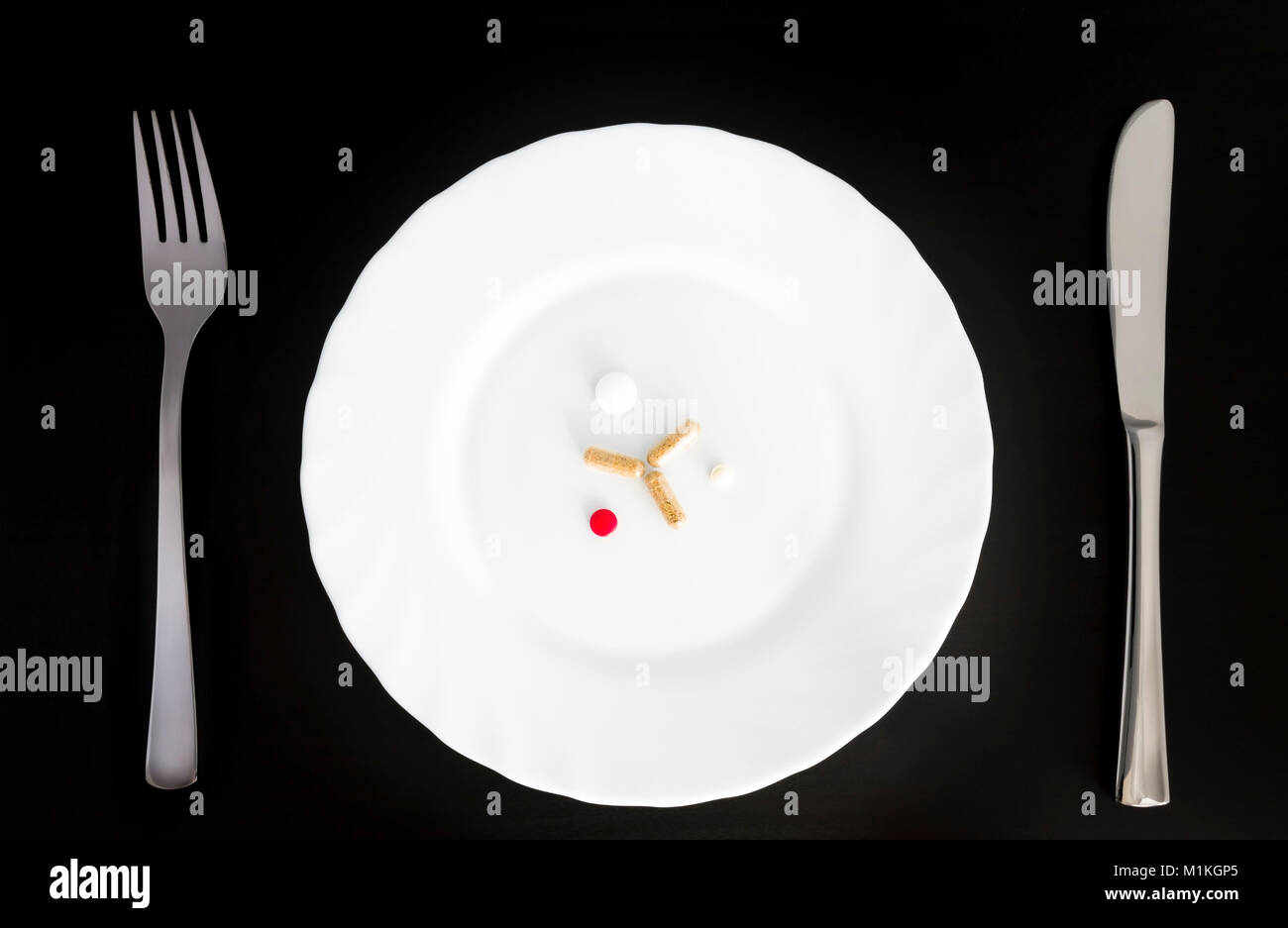 Medicine tablets on plate hi-res stock photography and images - Alamy
