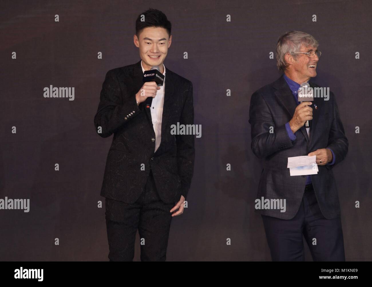 China. 31st Jan, 2018. Chinese track and field sprinter Zhang Peimeng ...