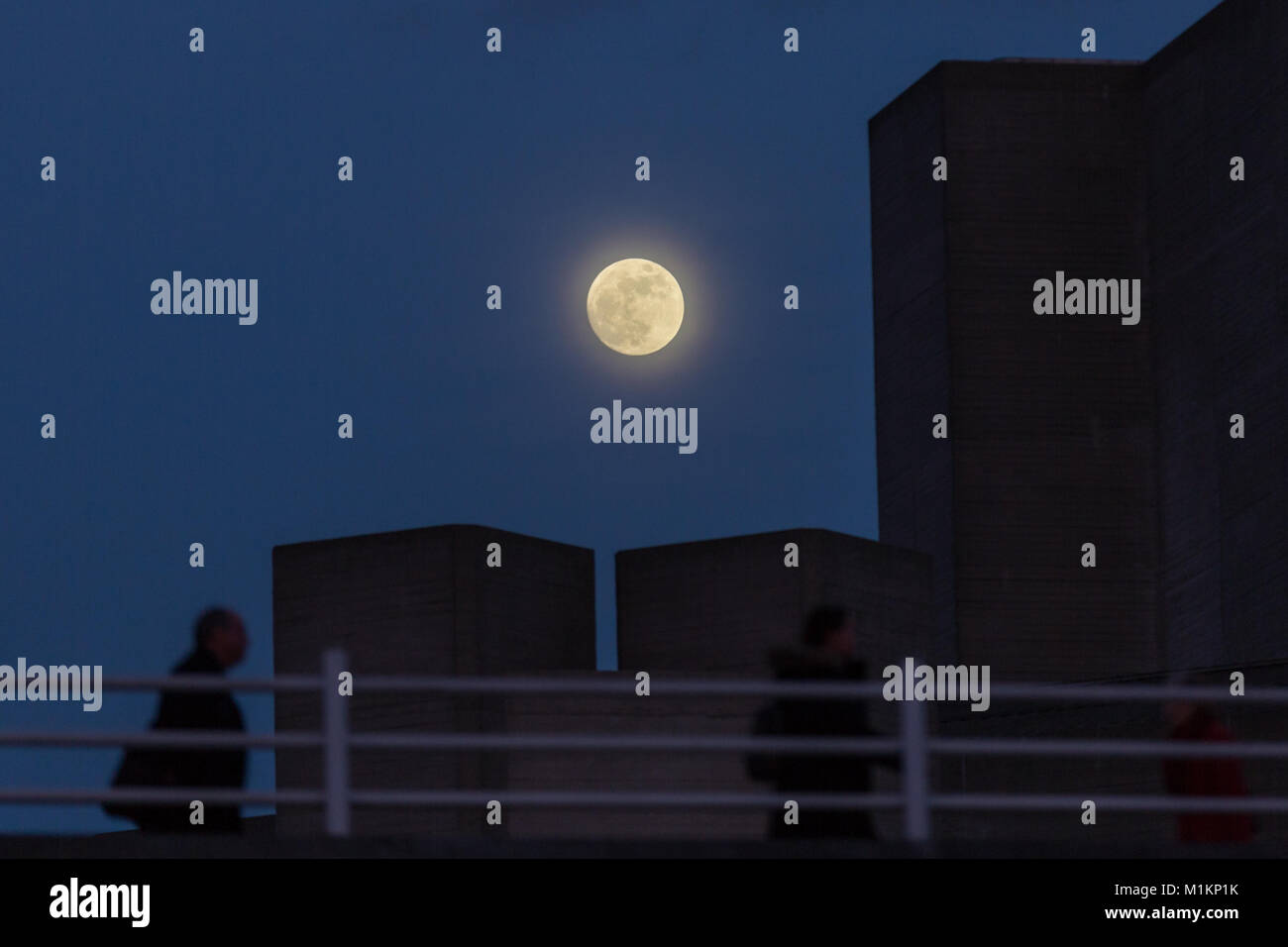 South Bank, London, UK. 30th Jan, 2018. A Waxing Gibbons Moon is ...