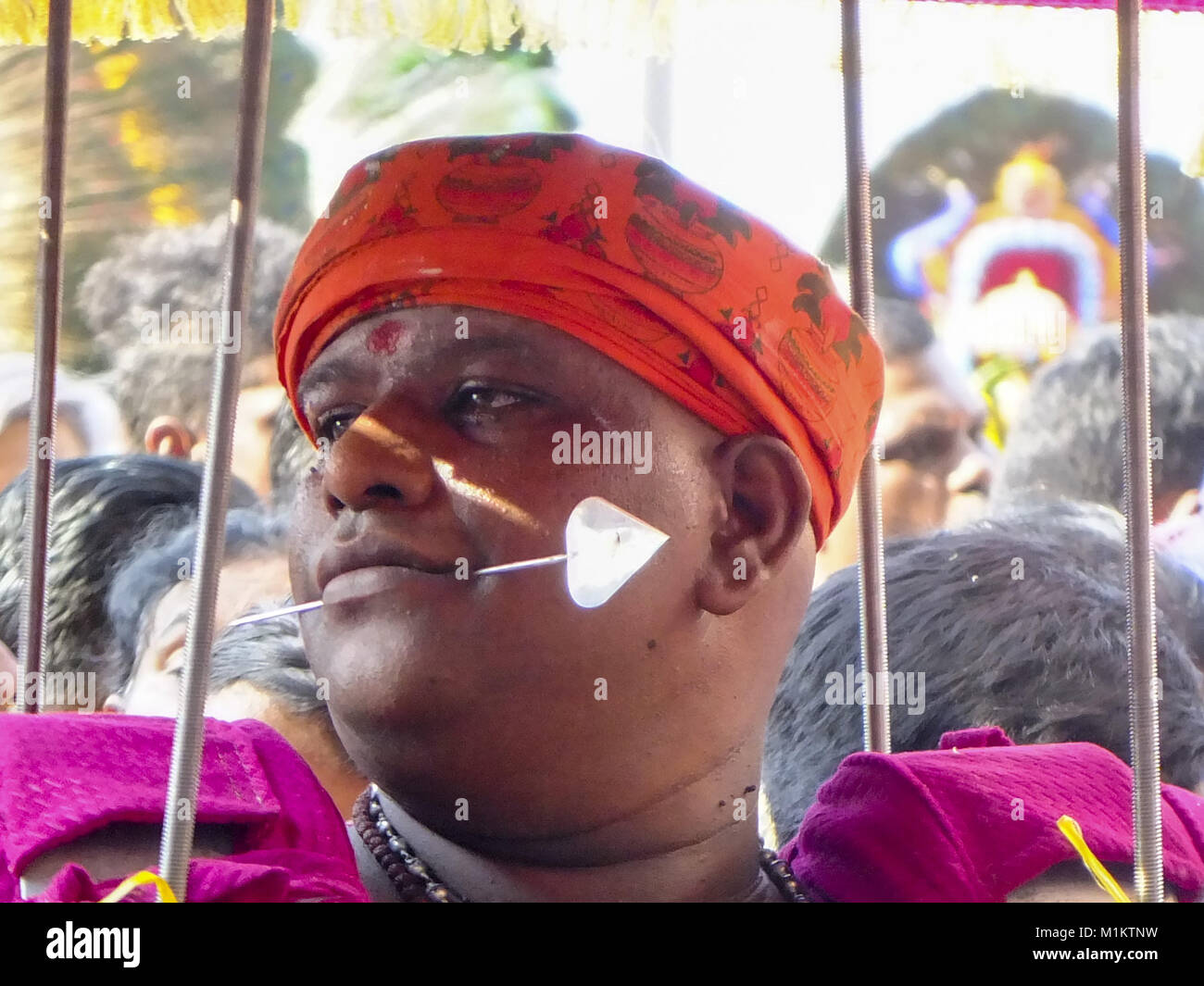 Kuala Lumpur, Malaysia. 1st Feb, 2018. One of the devotees is seen ...
