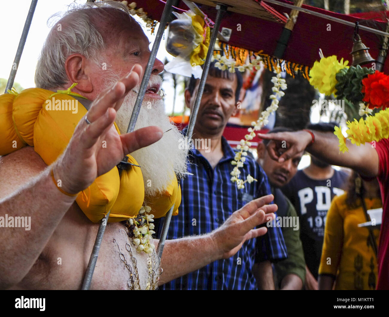 Kuala Lumpur, Malaysia. 1st Feb, 2018. One of the westerner devotee is ...