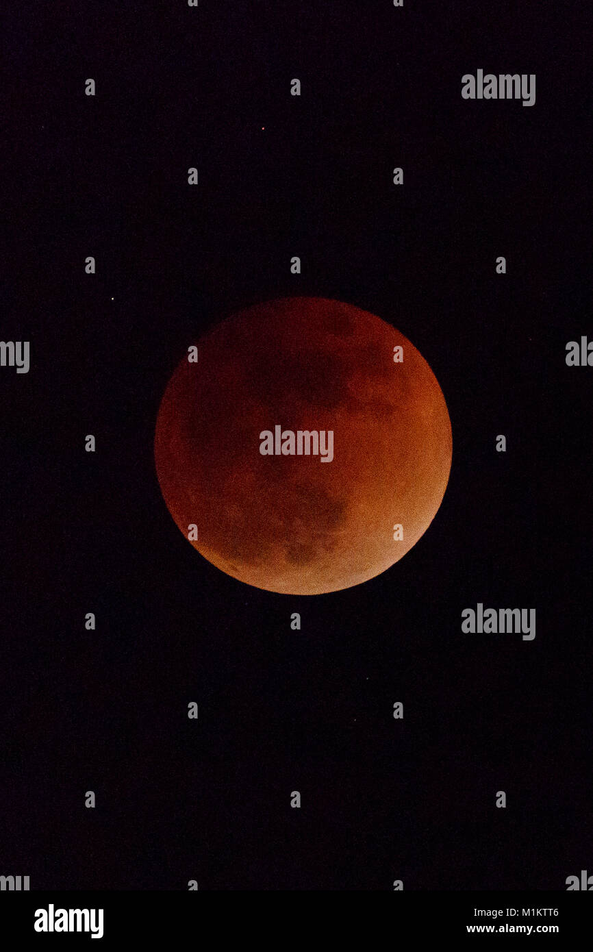 Tokyo, Japan. 31th January, 2018. A total lunar eclipse ''super-blood ...
