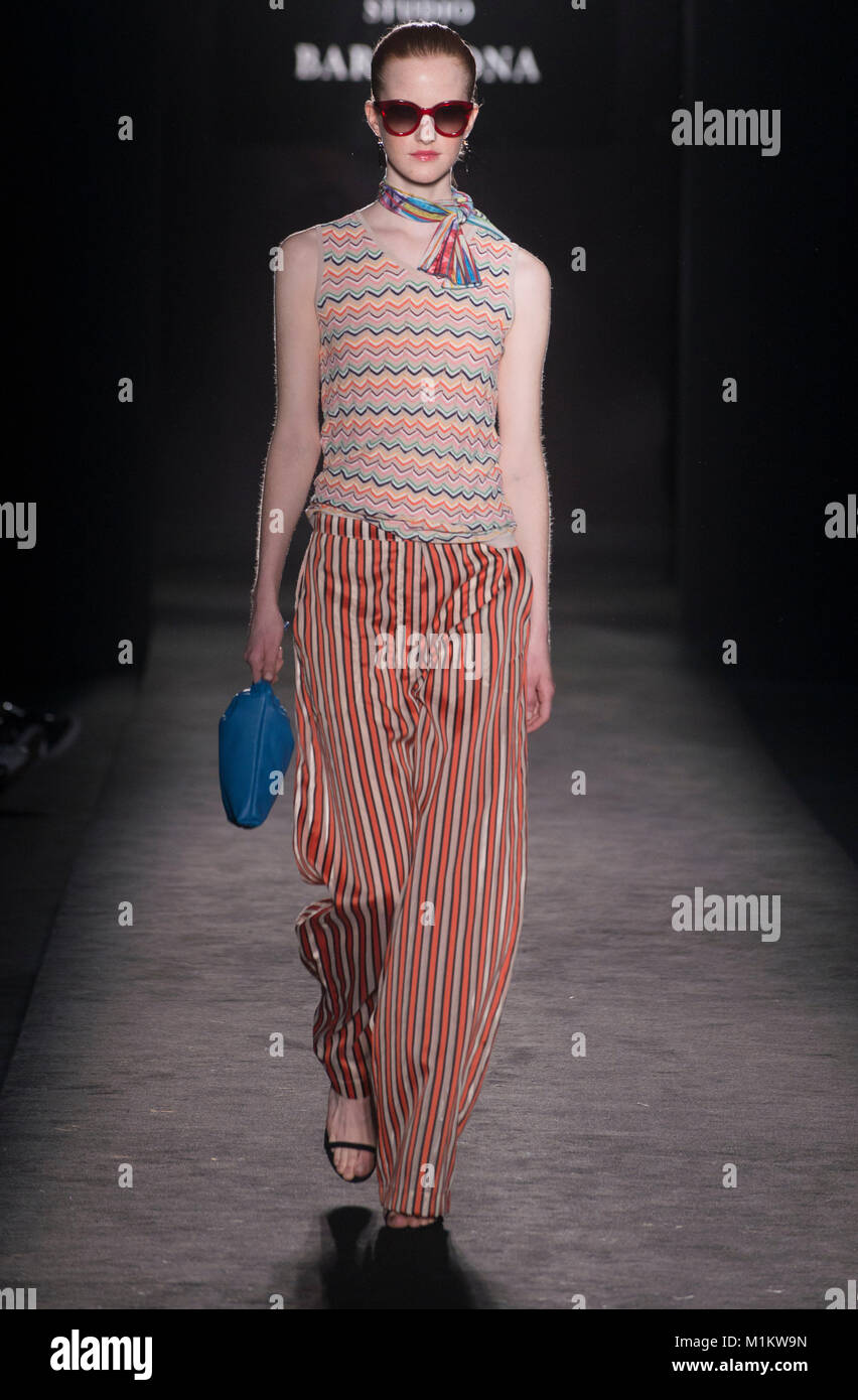 Barcelona, Spain. 31th January, 2018. A model showcases designs by ...