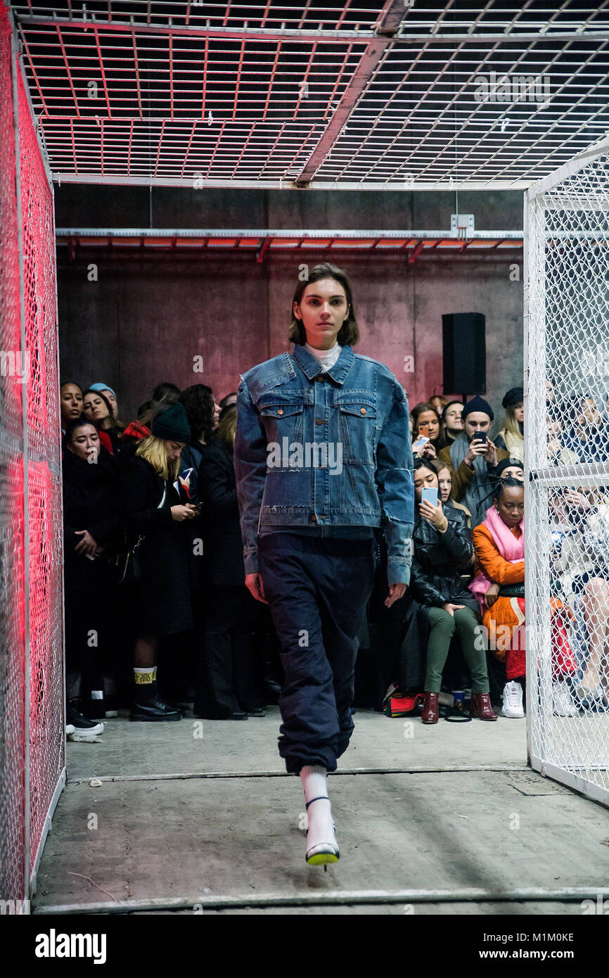 Copenhagen, Denmark 31 January, 2018. A model walks the runway at the ...