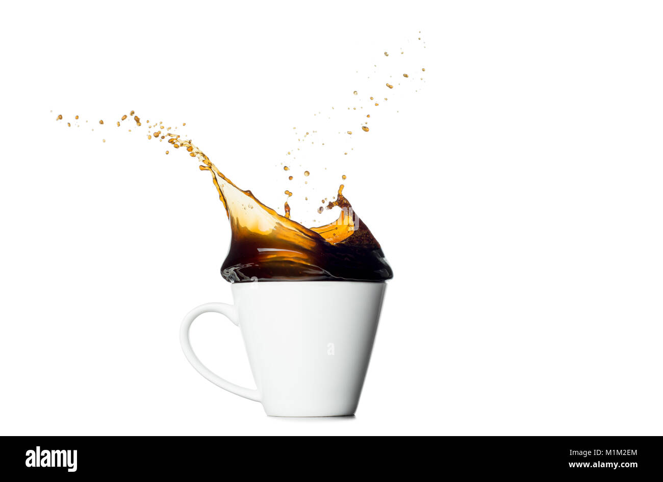 cup of splashing coffee isolated on white background Stock Photo - Alamy