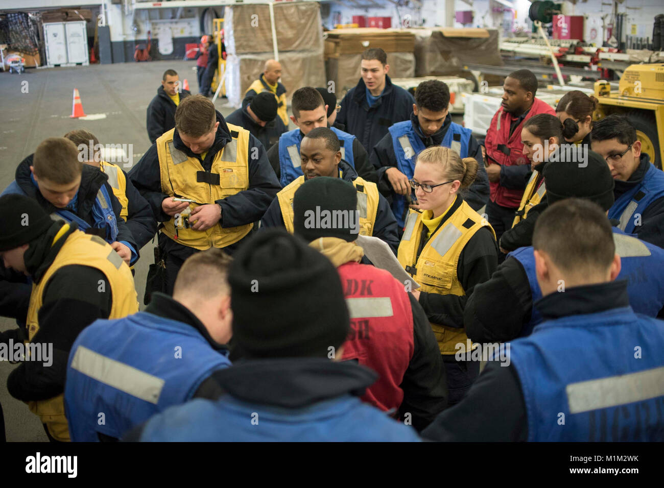U.S. Navy sailors practice life jacket drill Stock Photo - Alamy