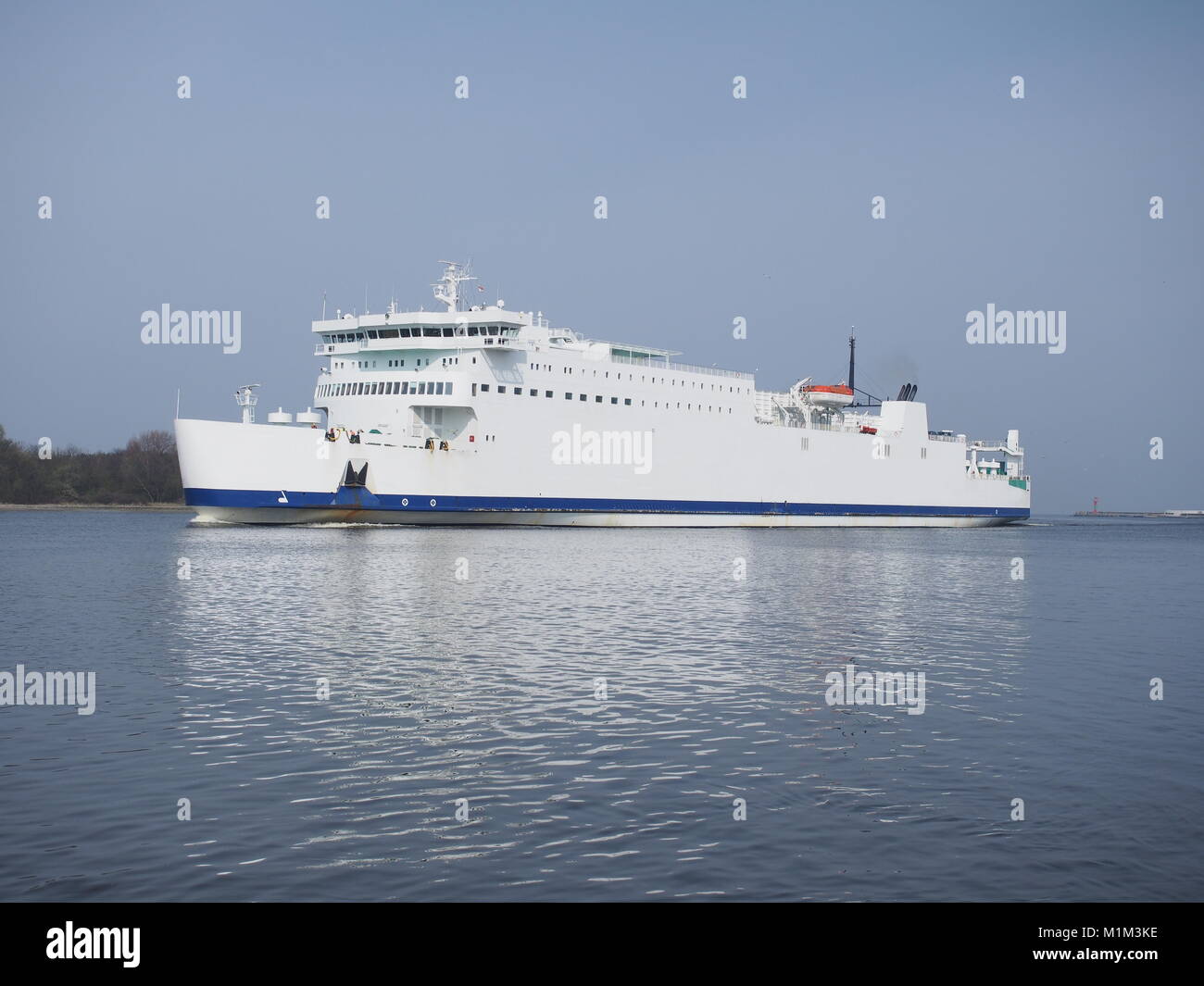 white ferryboat on sky background Stock Photo - Alamy