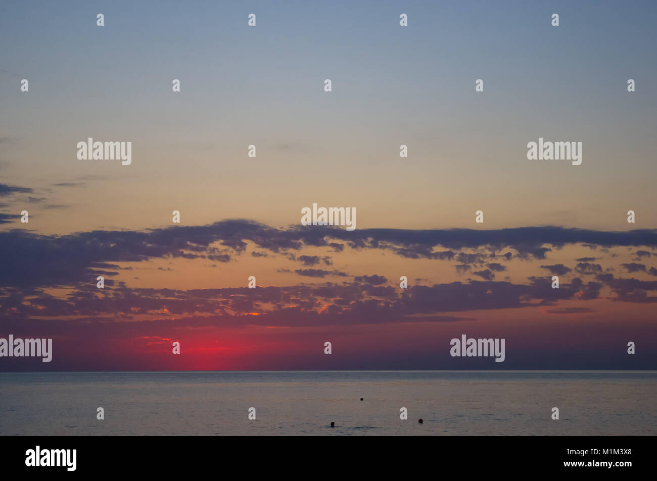 Summer sea sunset, the sun, waves and clouds, beautiful dramatic ...