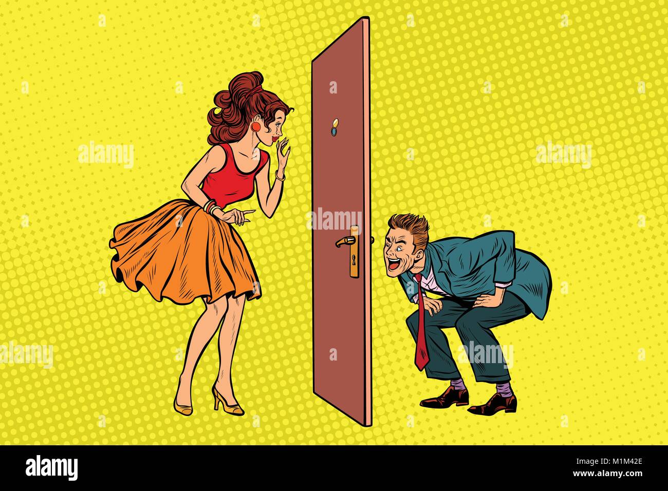 Door lock woman Stock Vector Images - Alamy